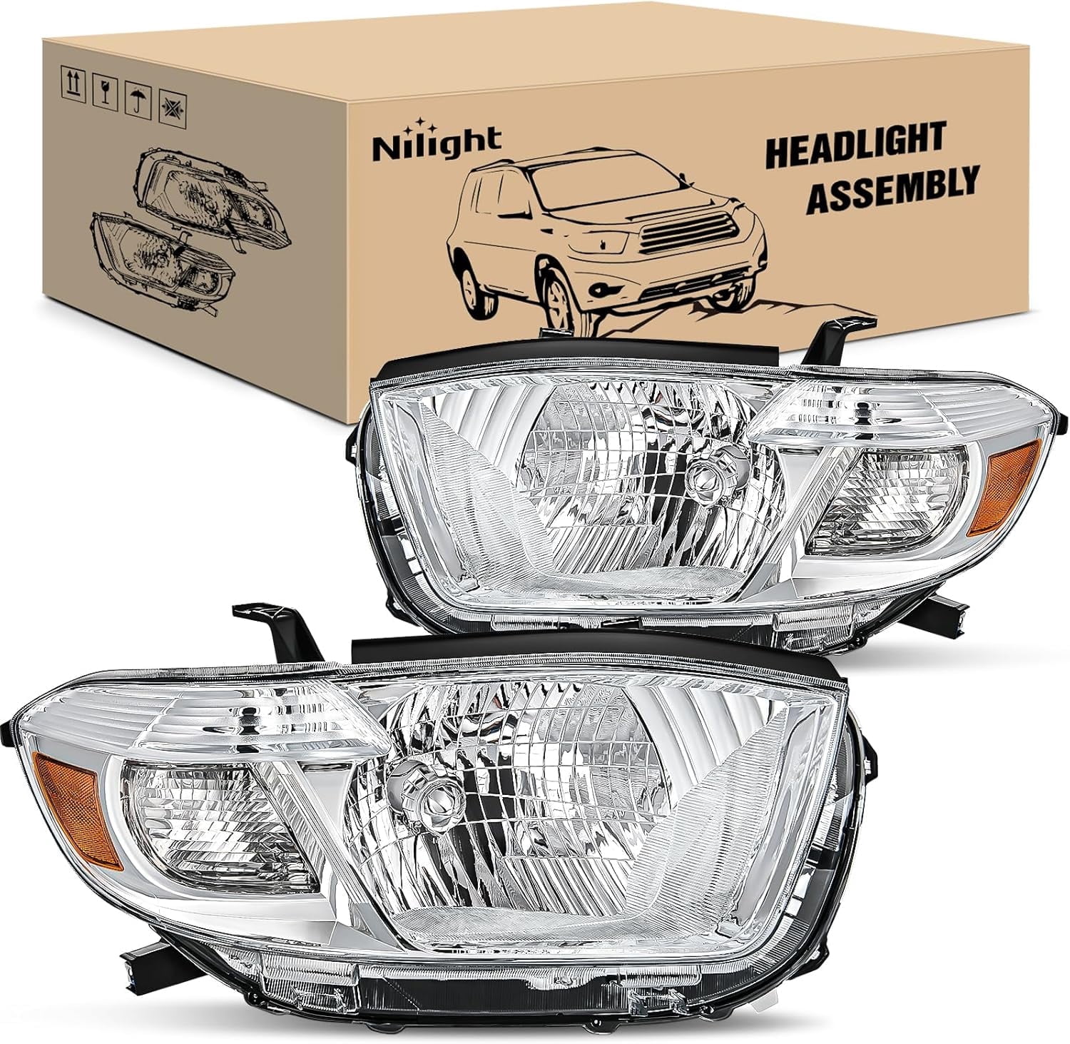 Nilight Headlights Assembly for Toyota Highlander 2008 2009 2010 ...