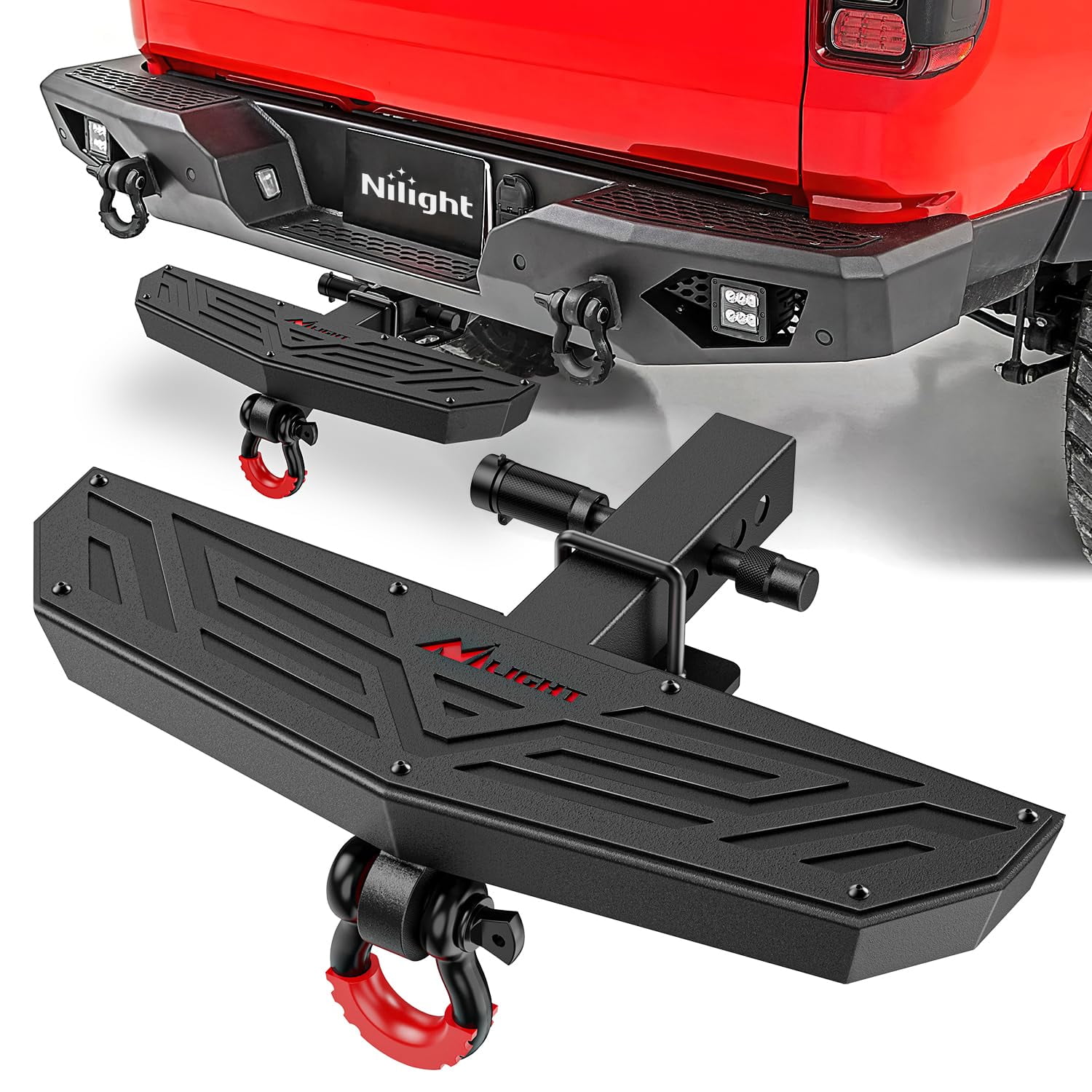 Nilight Hitch Step 2 Inch Receiver Universal Trailer Hitch Step Armor with Anti-Theft D-Ring ...
