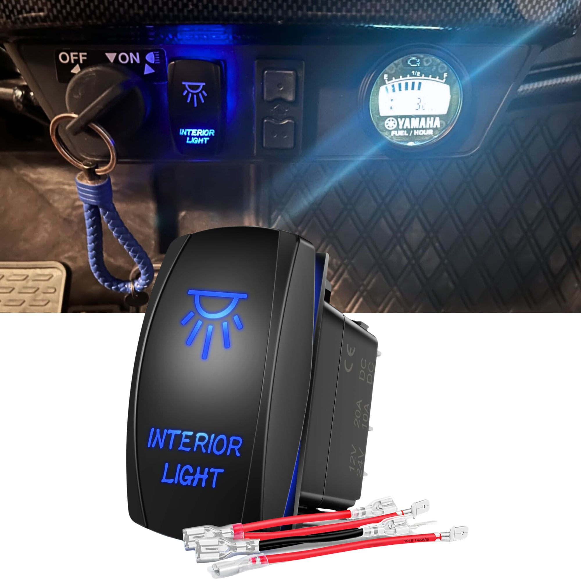 Nilight 24V Rocker Switch with Copper Terminals, Blue LED, 5-Pin, 20A ...