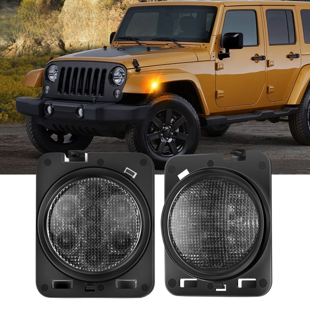 Nilight JK Side Marker Light 8Led Smoked Lens Amber Front Fender ...