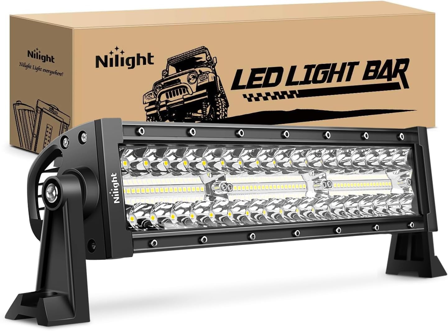 Nilight LED Light Bar 13.5Inch Triple Row Spot Flood Combo 96LEDs ...