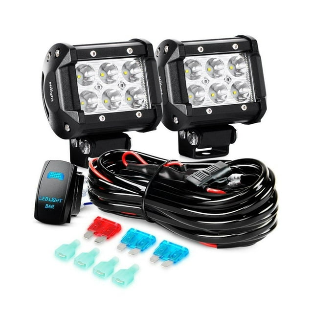 Nilight 18W LED Spot Light Bar fits Jeep Truck 2 Pack - Walmart.com