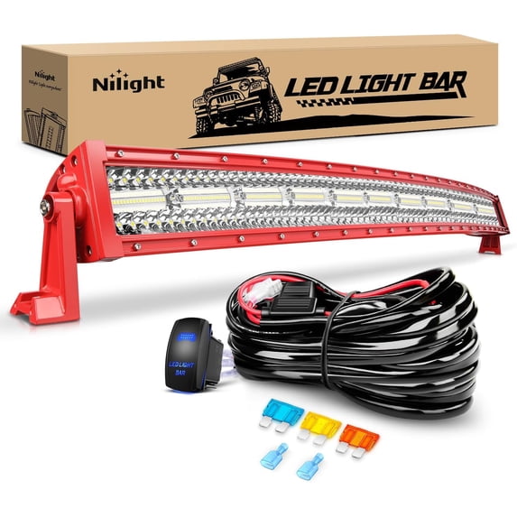 Nilight LED Light Bar 42 Inch Triple Row Spot Flood Combo Lights Red ...