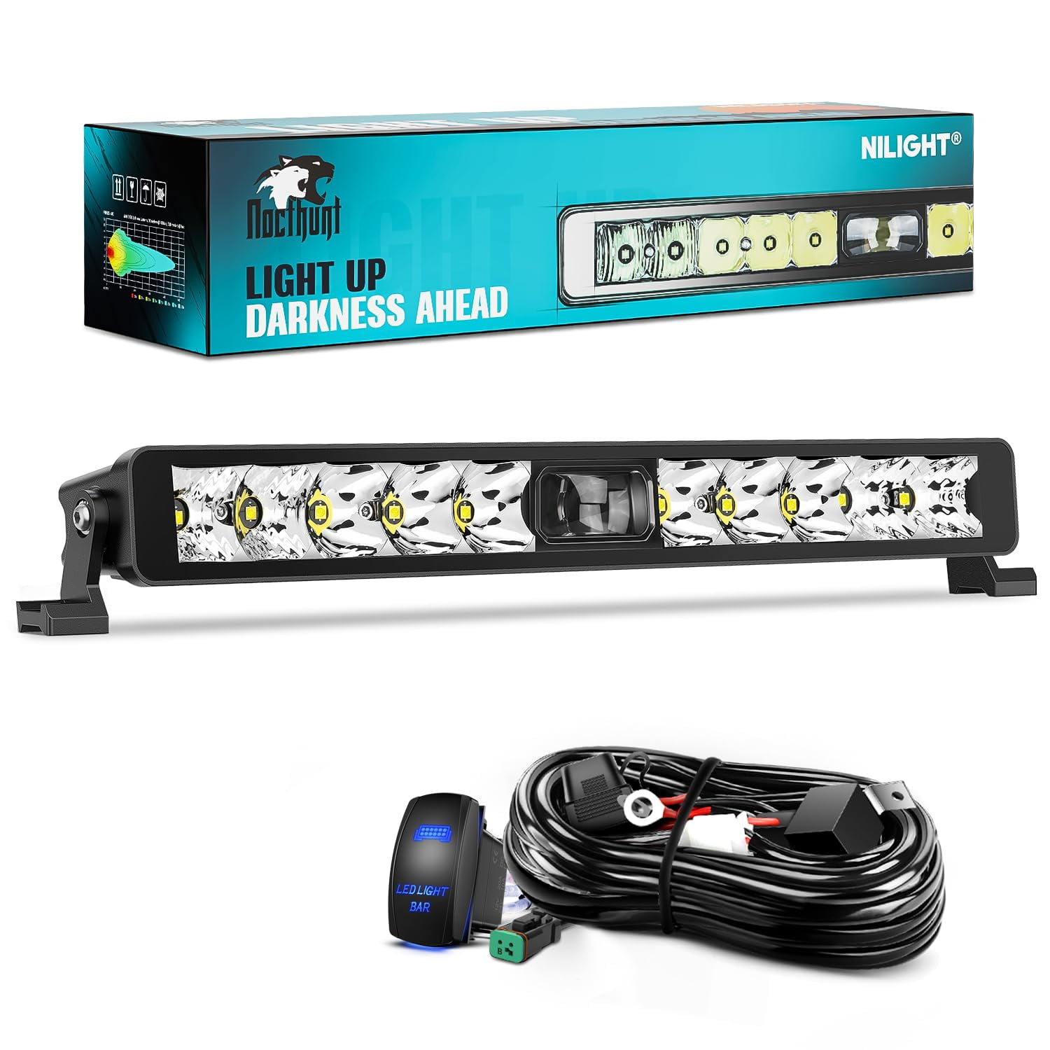 Nilight LED Light Bar KEF16 14 Inch 11LED Single Row Spot Screw-Less ...