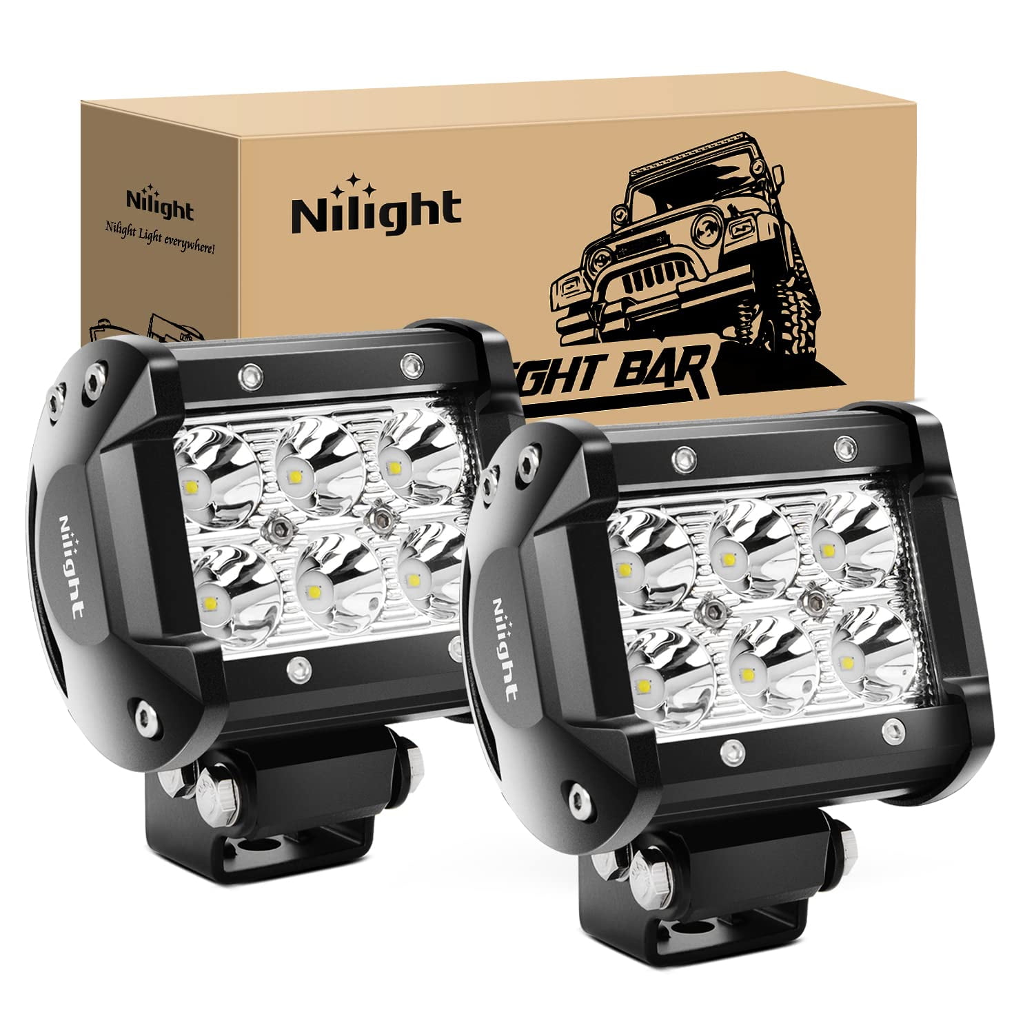 Nilight LED Light Bar RRF12 2PCS 18W Spot Led Pods Led Off Road Lights ...