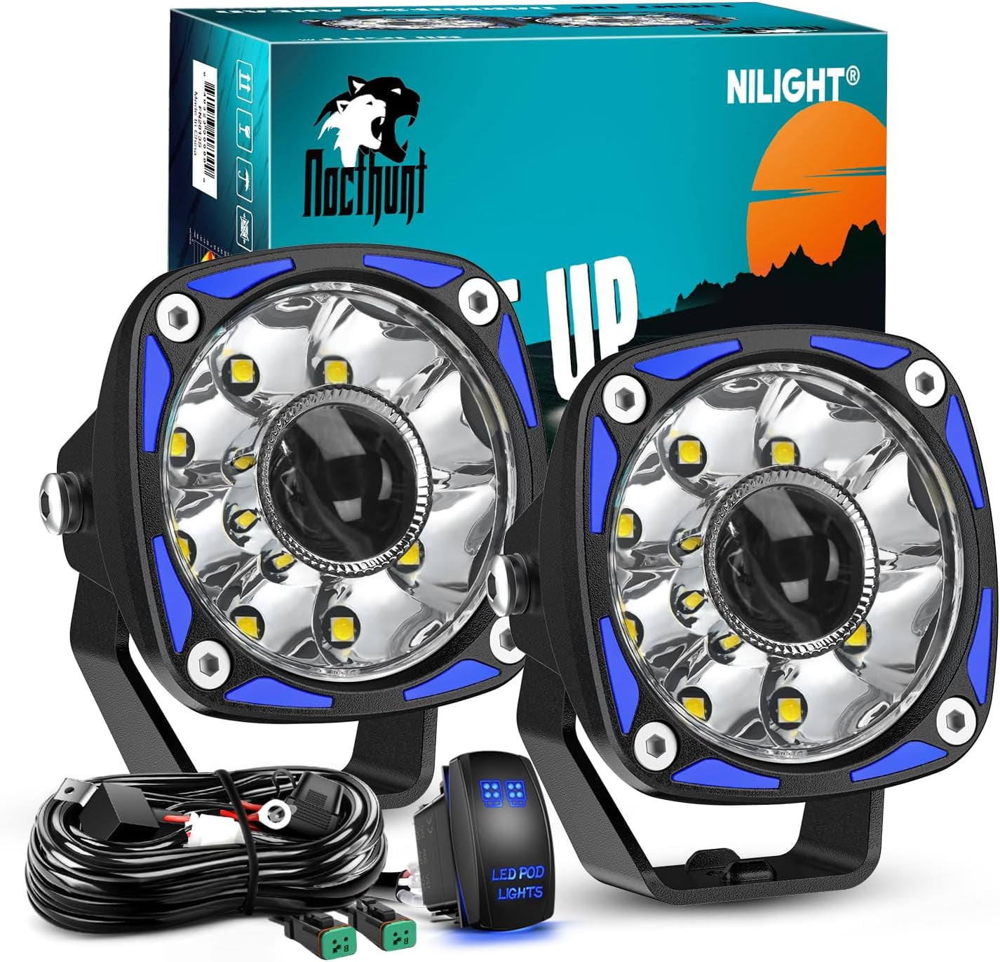 Free Shipping! Nilight LED Light Pods 3 Inch 9LED Round LED Offroad ...