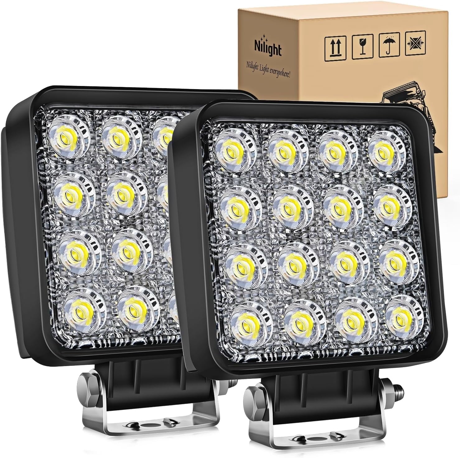 Nilight LED Pod Lights LED Tractor Lights Square LED Work Light 2PCS 4 ...