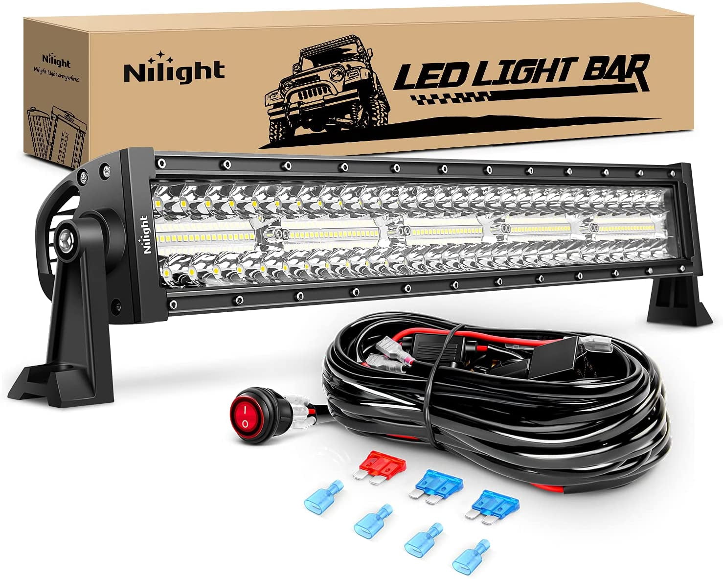 Nilight Led Light Bar 22Inch 480W Triple Row Flood Spot Combo ...
