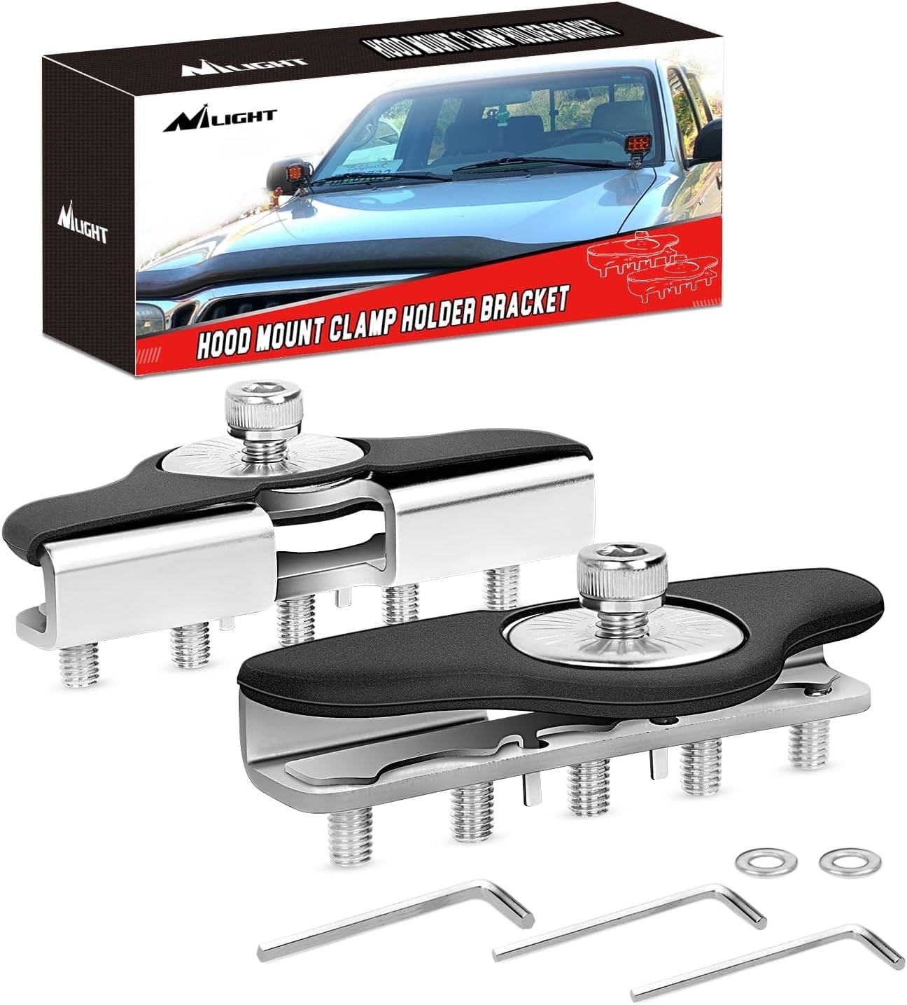 Nilight Led Light Bar Mounting Brackets 2Pcs 3" Universal Hood Led Work ...