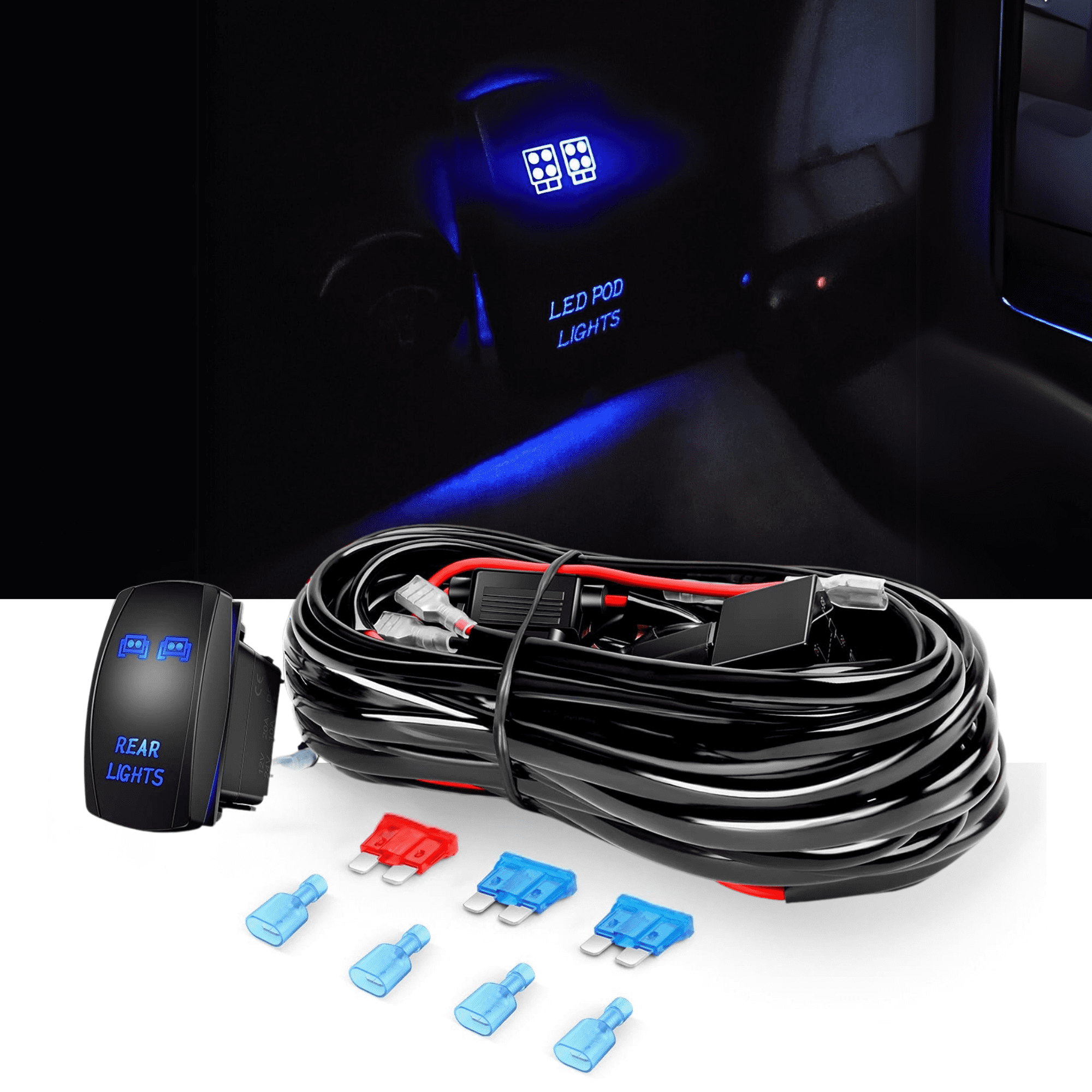 Plug & Play Black LED Light Bar Wiring Harness Kit with Pulse Power ...