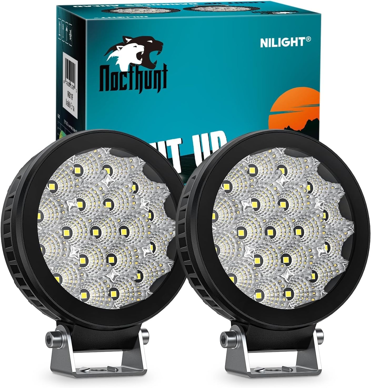 Nilight Led Light Pods 2PCS 4Inch 19LED Flood Beam Round Driving Work ...
