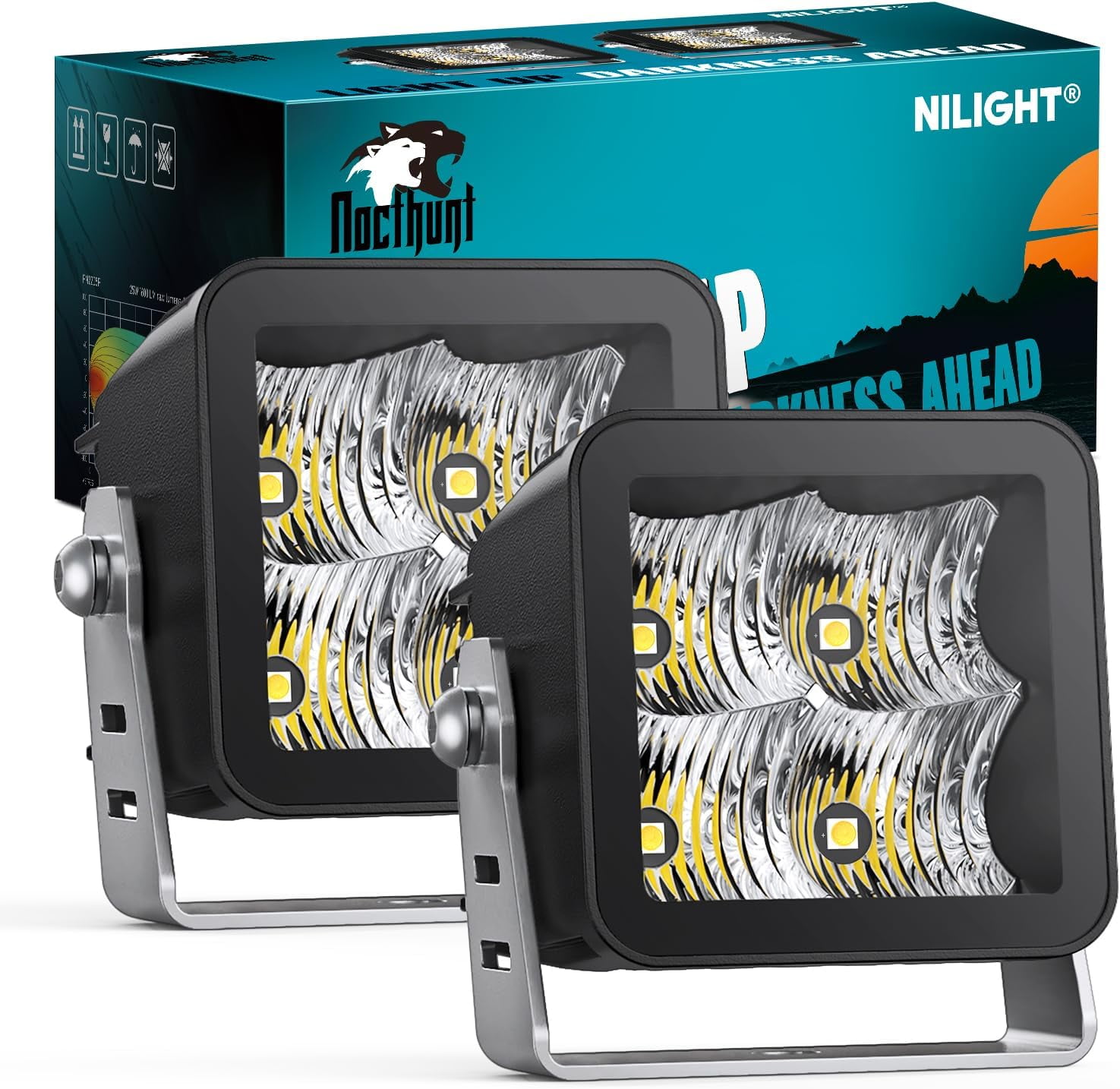 Nilight Led Pod Lights 2Pcs 3inch 4Led Flood Beam Square Driving Work ...