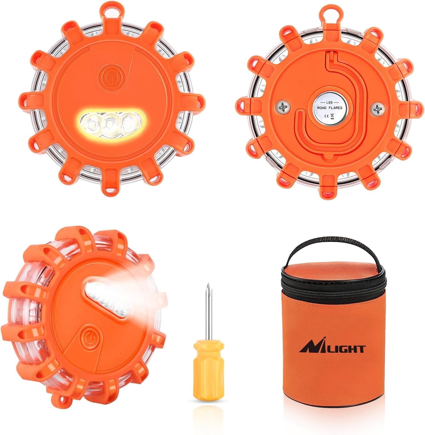 Nilight Led Road Flares Emergency Lights 3 Kits,9 Flash Models Roadside ...