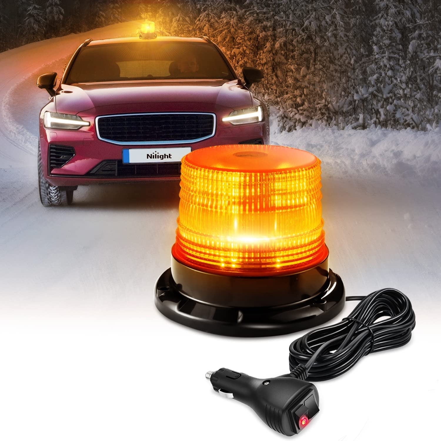 Nilight Led Strobe Light 40 Led Amber Warning safety Flash Beacon ...