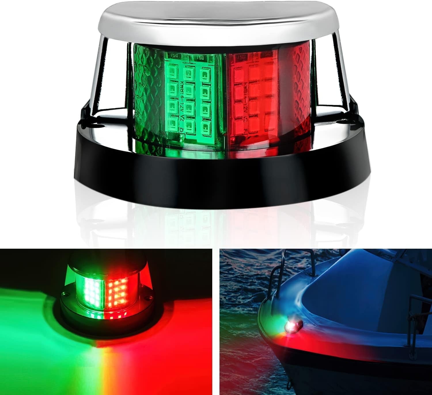 Nilight Marine Boat Navigation Light 24Led Red Green Led Port Starboard ...