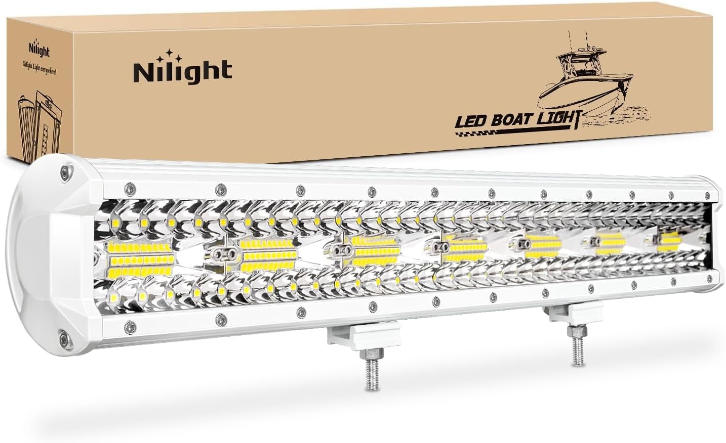 Nilight Marine Led Light Bar Navigation Lights 20inch White Spot Flood ...