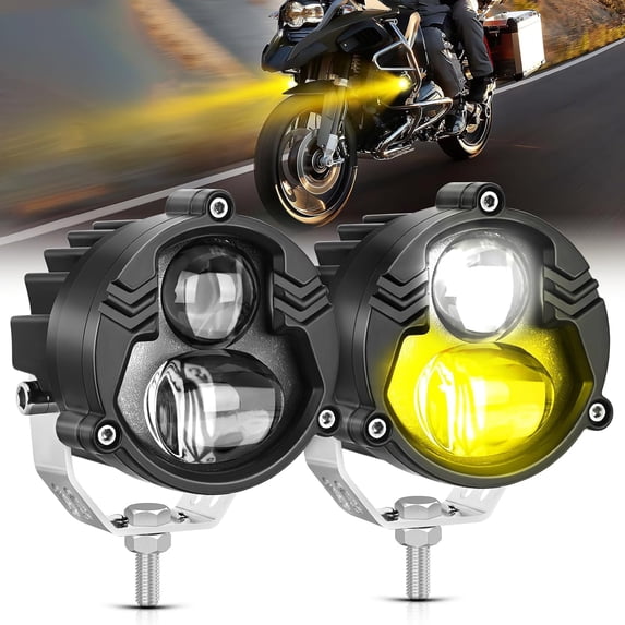 Nilight Motorcycle Driving Lights 2.7 inch White Amber Spot Beam Fog ...