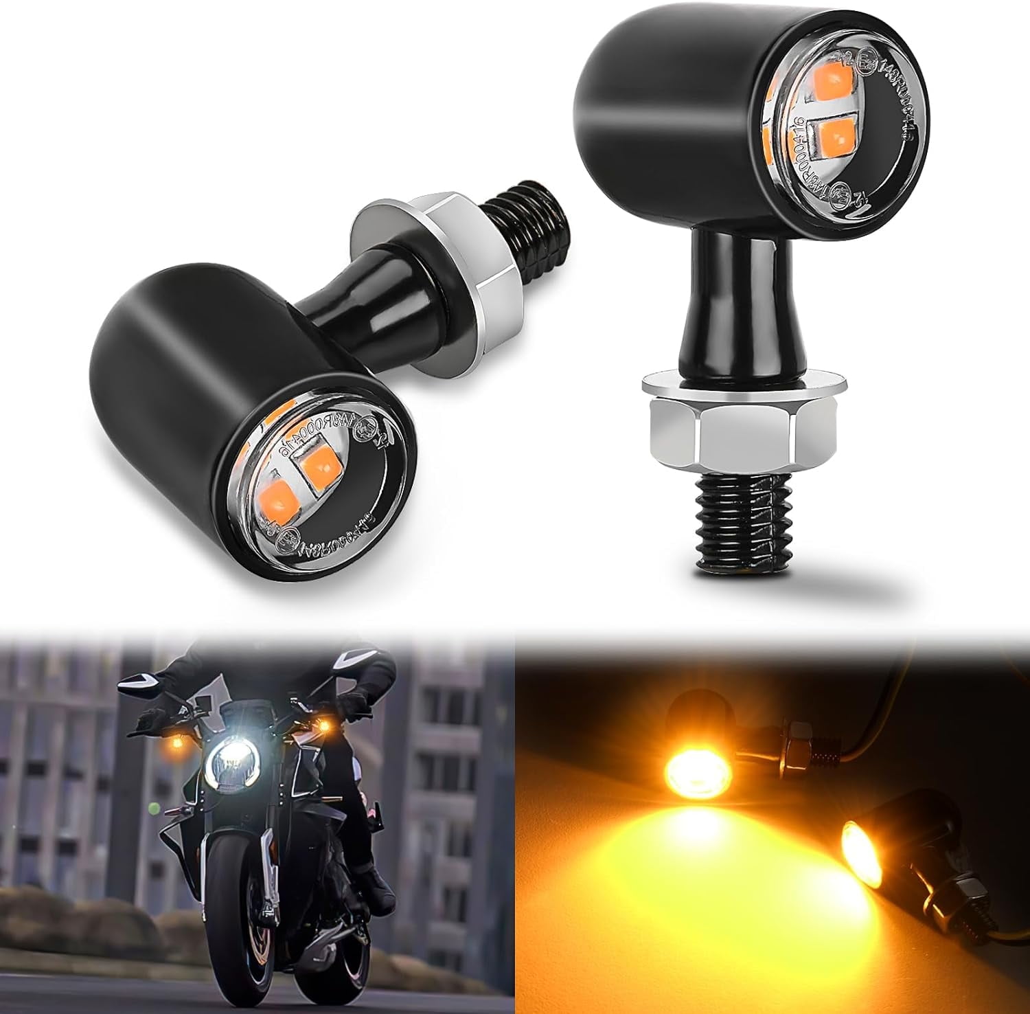 Nilight Motorcycle LED Turn Signals Front Indicator Light Yellow Beam ...