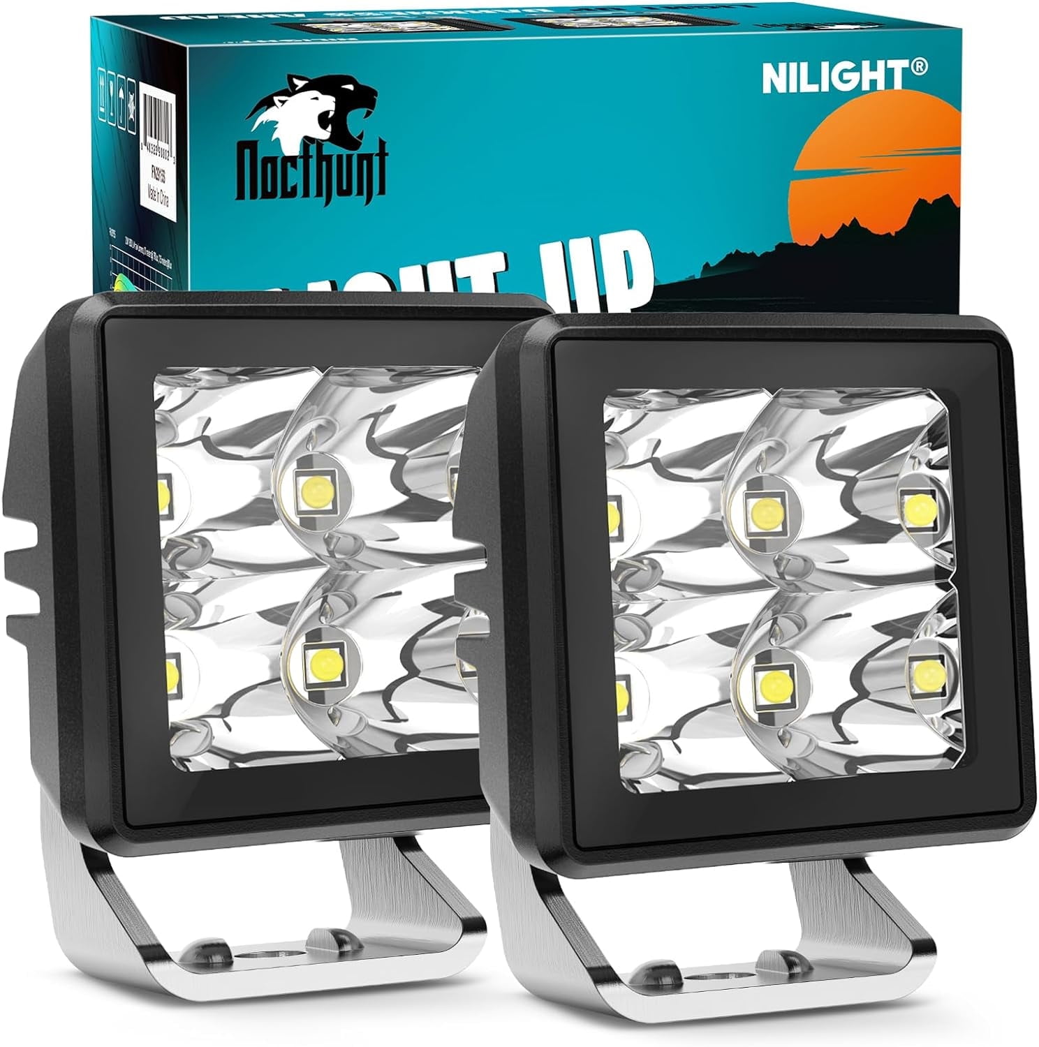 Nilight Motorcycle Led Pods 2PCS 2inch Led Light Bar 20W Spot Beam ...