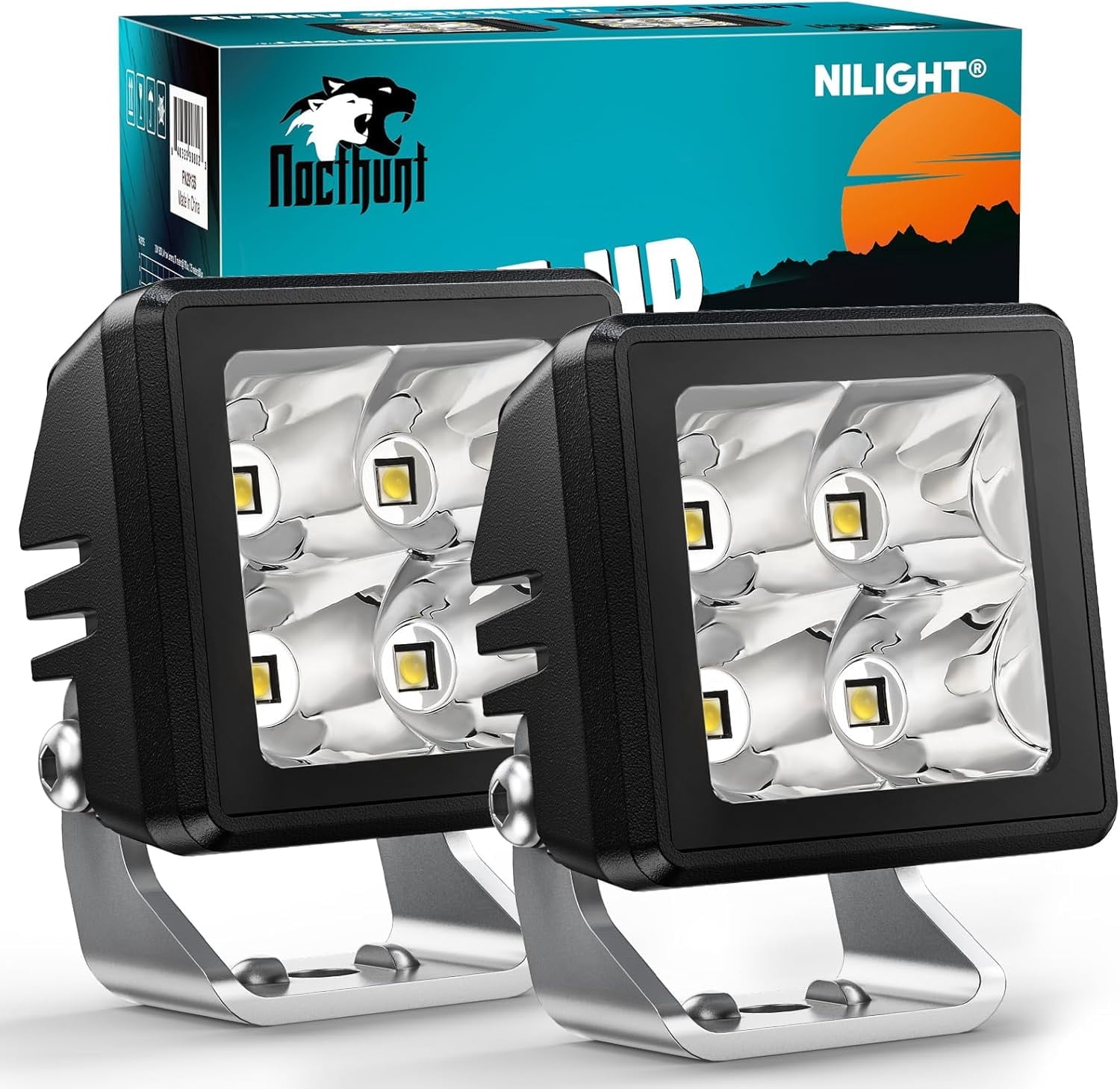 Nilight Motorcycle Led Pods 2Pcs 2inch 20W Spot Beam Square Mini ...