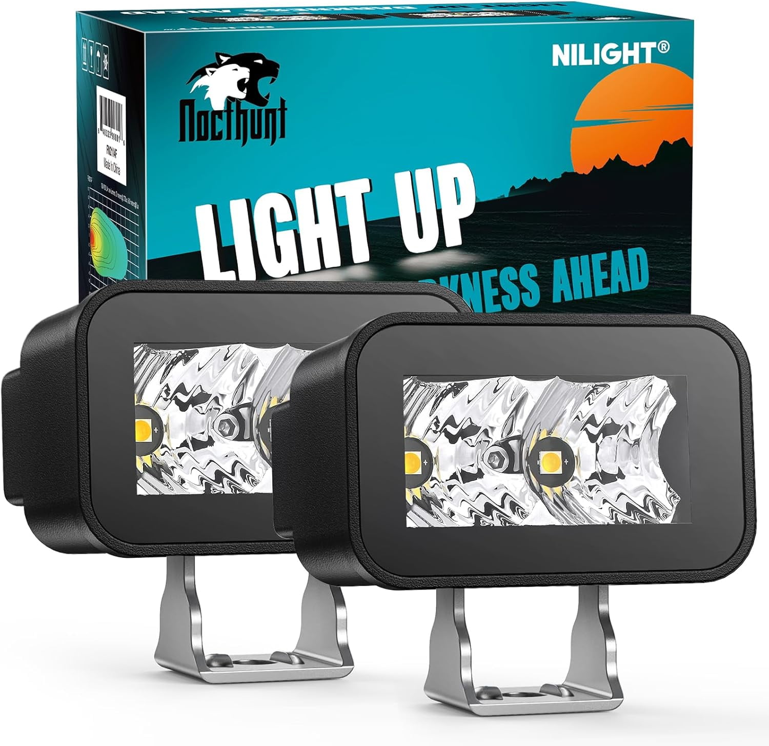 Nilight Motorcycle Led Pods 2Pcs 3inch 10W Flood Beam Square Mini ...
