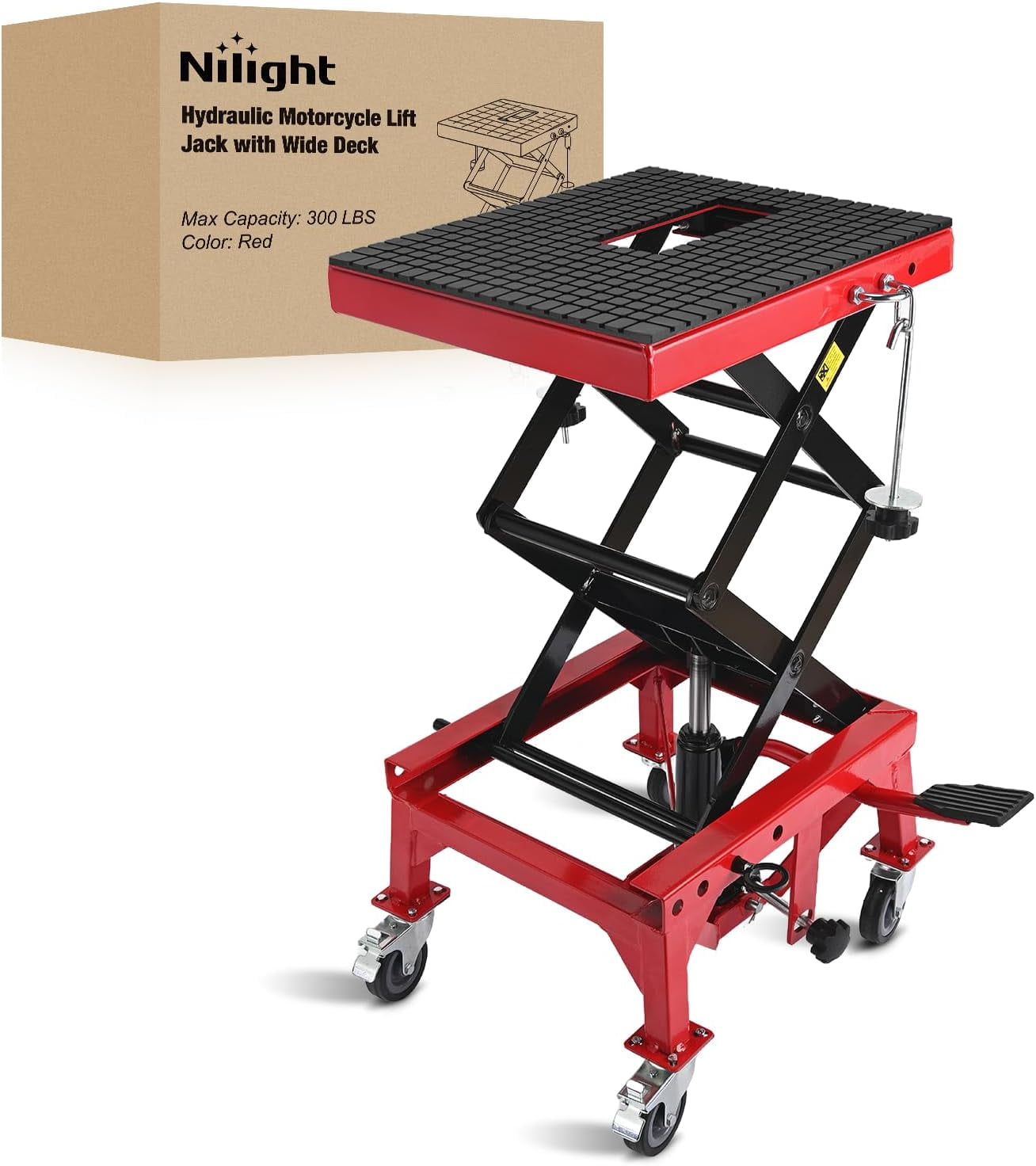 Nilight Motorcycle Lift Table Jack 300 LBS Heavy Duty Hydraulic Motorcycle Scissor Jack Lifts ...