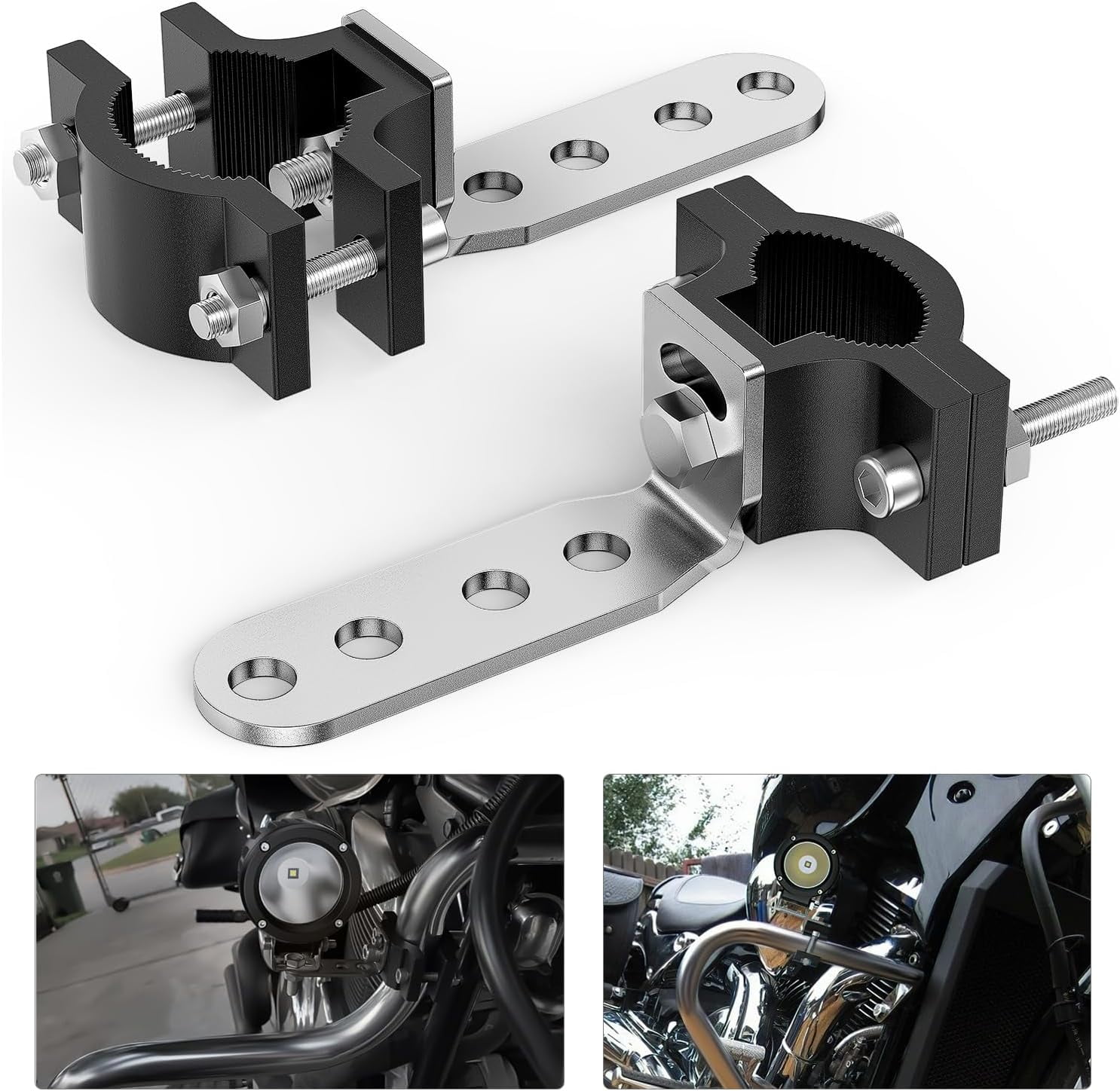 Nilight Motorcycle Light Bar Tube Clamp Bracket 0.7-1.2In Round Tube ...