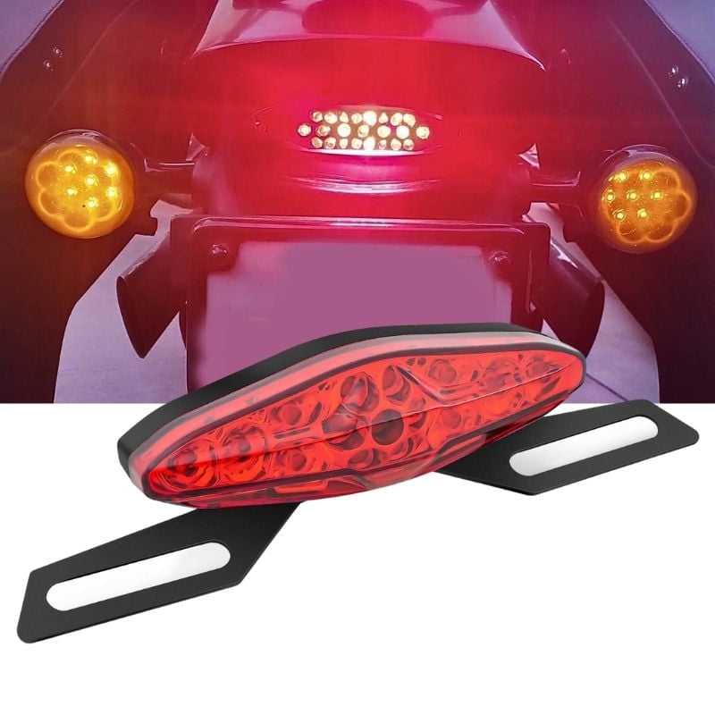 Universal Motorcycle Red Tail Lights Smoked Led Brake Light, ATV Dirt ...