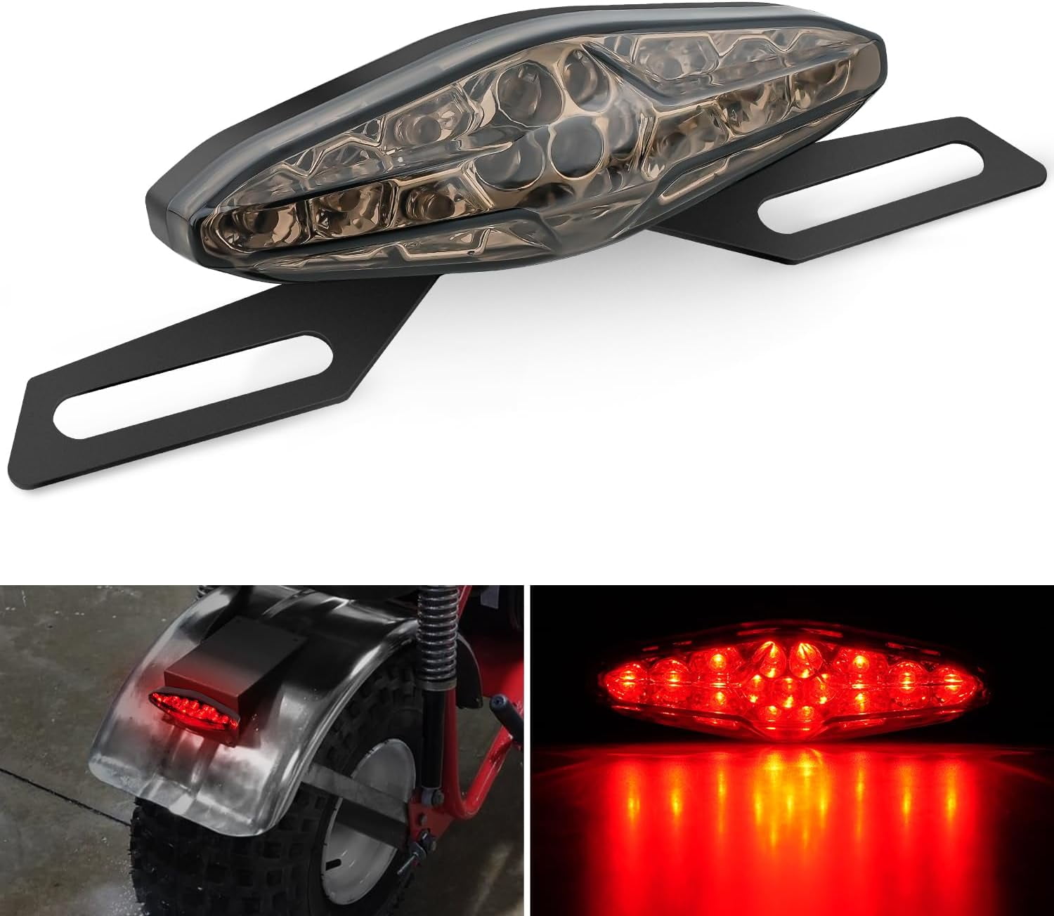 Nilight Motorcycle Tail Lights Led Brake Running Light with License ...