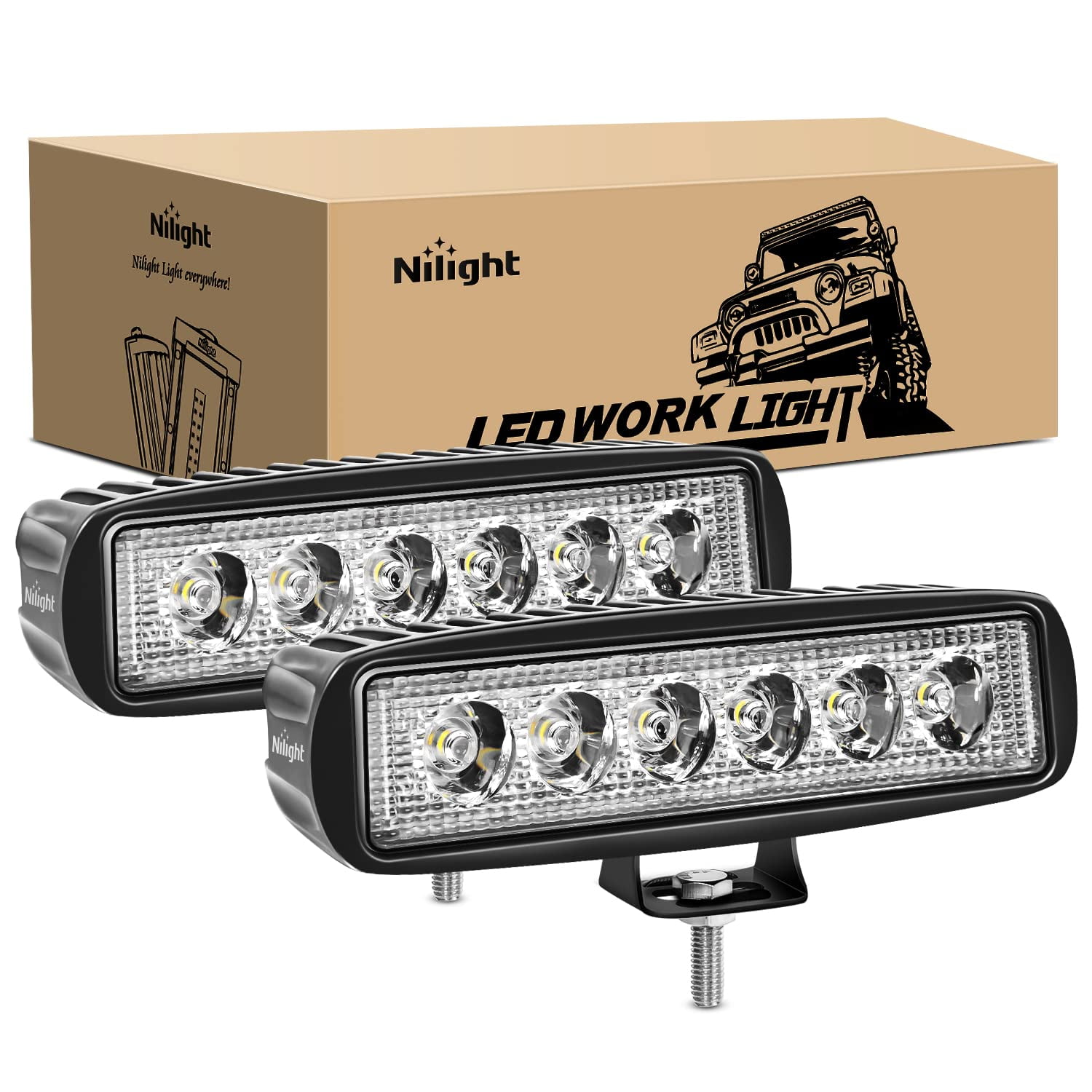 Nilight Pair 18W Spot LED Pods Off-Road Driving Fog Boat Lights | Work ...