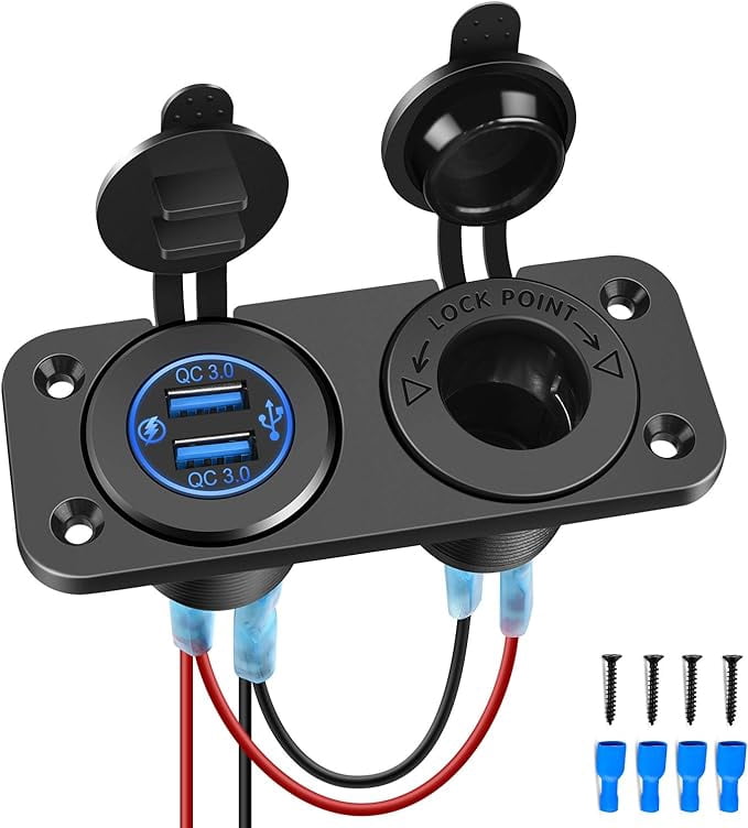 Nilight QC 3.0 USB Charger and Cigarette Lighter Socket Pre-Wired 12V ...