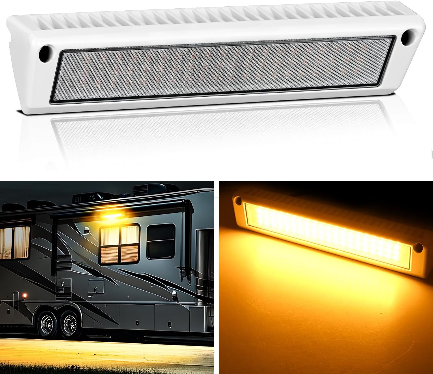 Nilight RV Exterior Light 13 Inch Porch Light 1PC Amber Beam 12V 24V ...