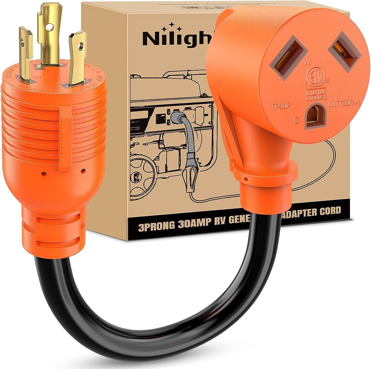 Nilight RV Generator Adapter Cord 30 Amp to 30 Amp 3 Prong Pure Copper ...