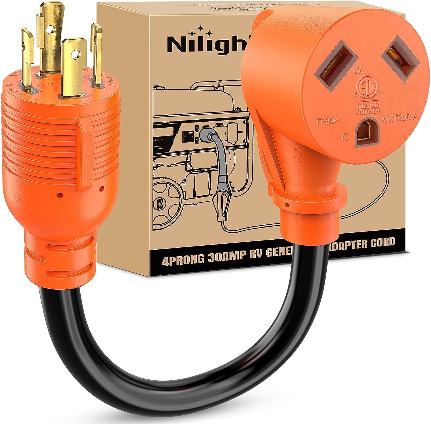 Nilight RV Generator Adapter Cord 30 Amp to 30 Amp 4 Prong Pure Copper ...