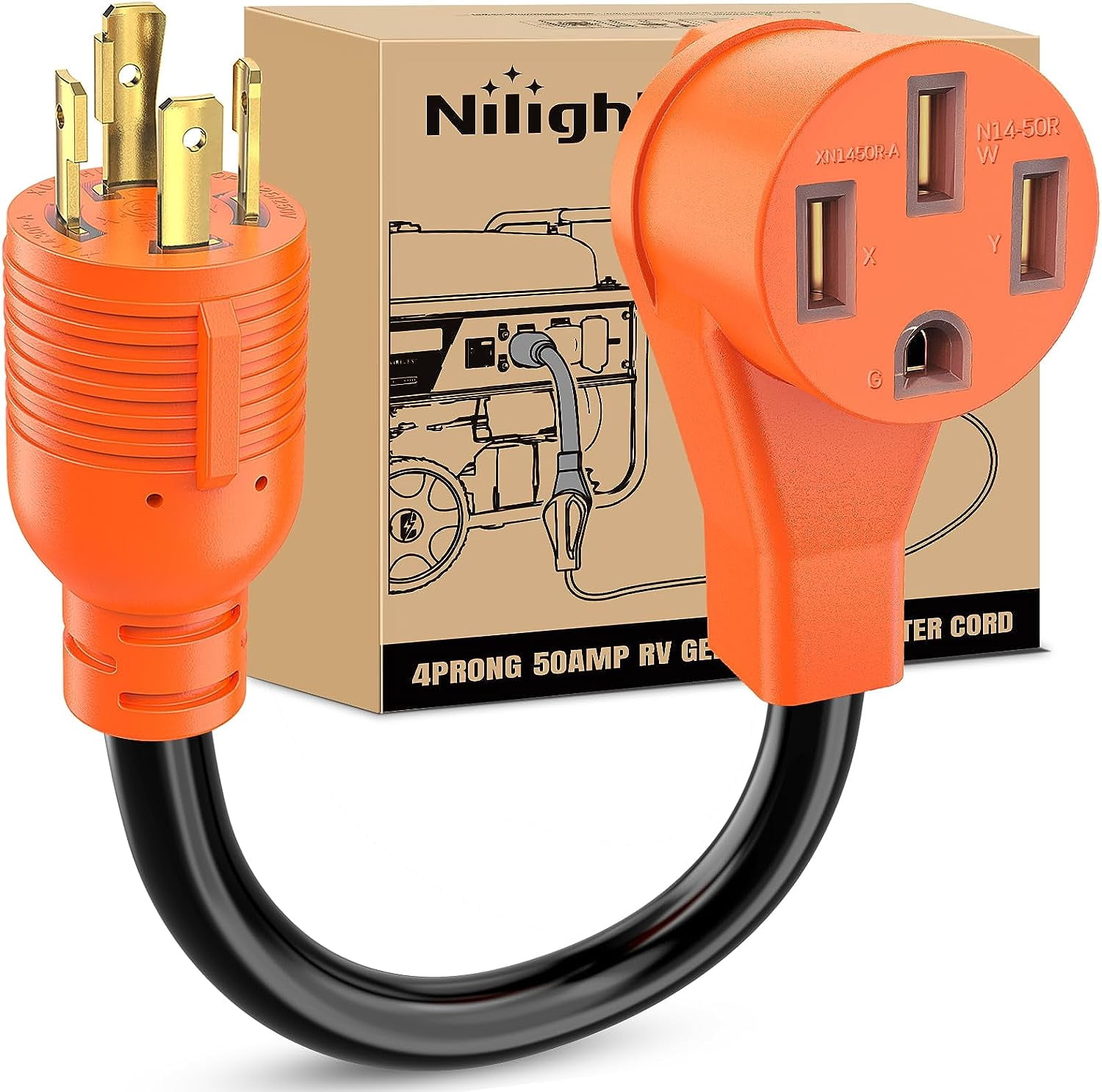 Nilight RV Generator Adapter Cord 30 Amp to 50 Amp 4 Prong Pure Copper ...