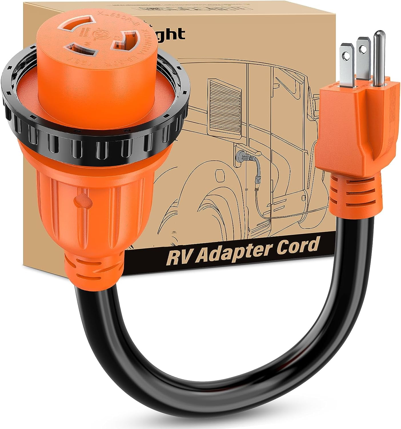 Nilight RV Locking Adapter Cord 15 Amp to 30 Amp Pure Copper Heavy Duty 10 Gauge Wire ETL Listed ...
