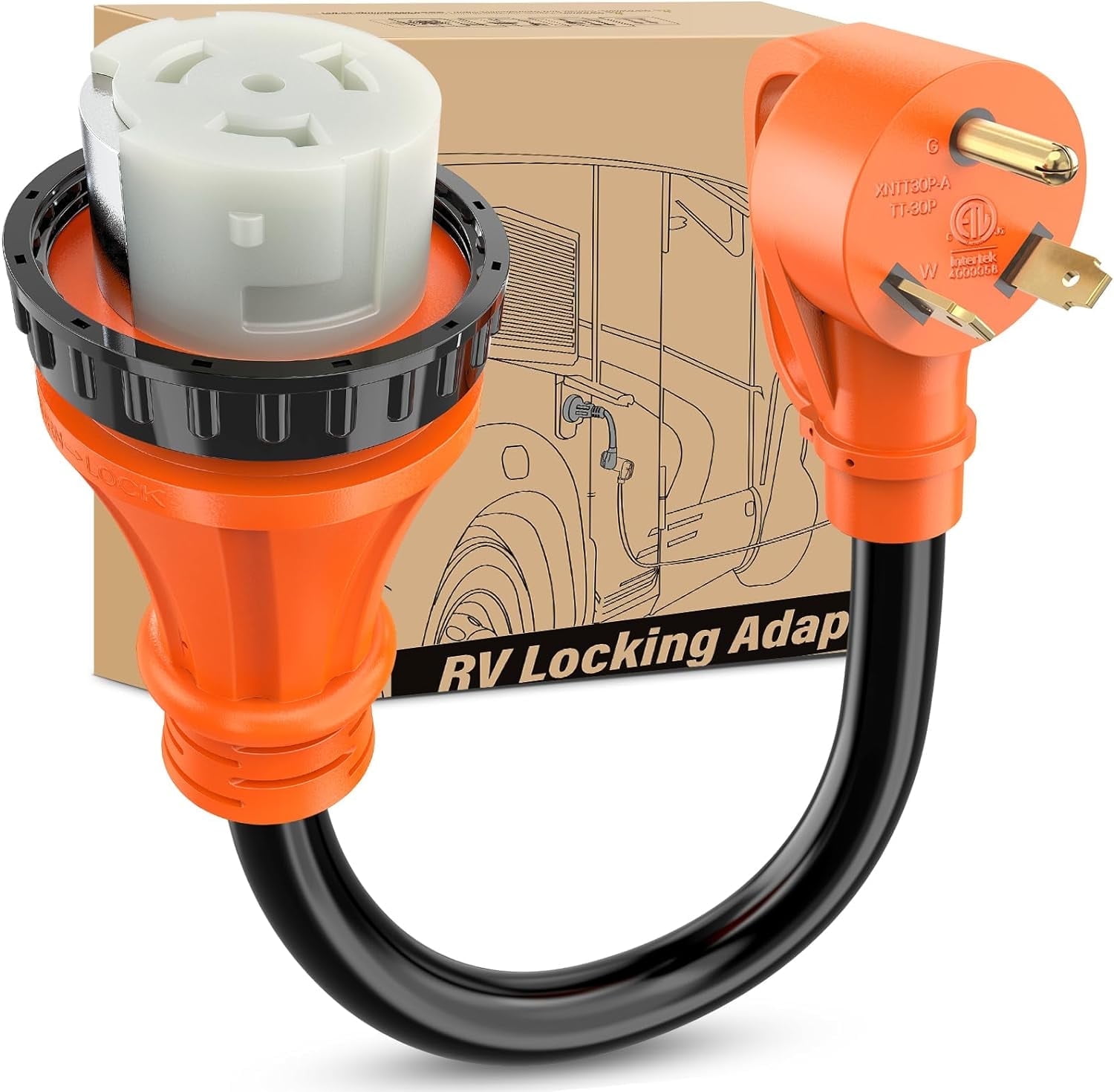 Nilight RV Locking Adapter Cord 30 Amp to 50 Amp Pure Copper Heavy Duty ...