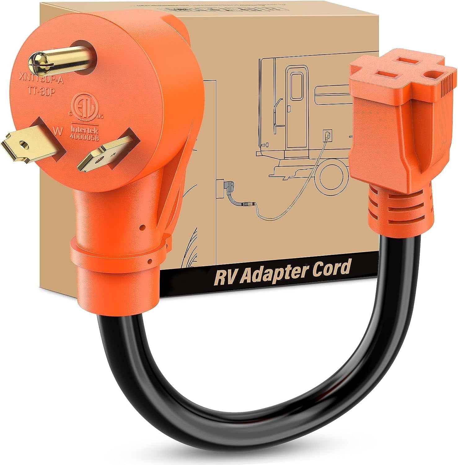 Nilight RV Power Adapter Cord 30 Amp to 15 Amp Pure Copper Heavy Duty 10 Gauge Wire ETL Listed ...