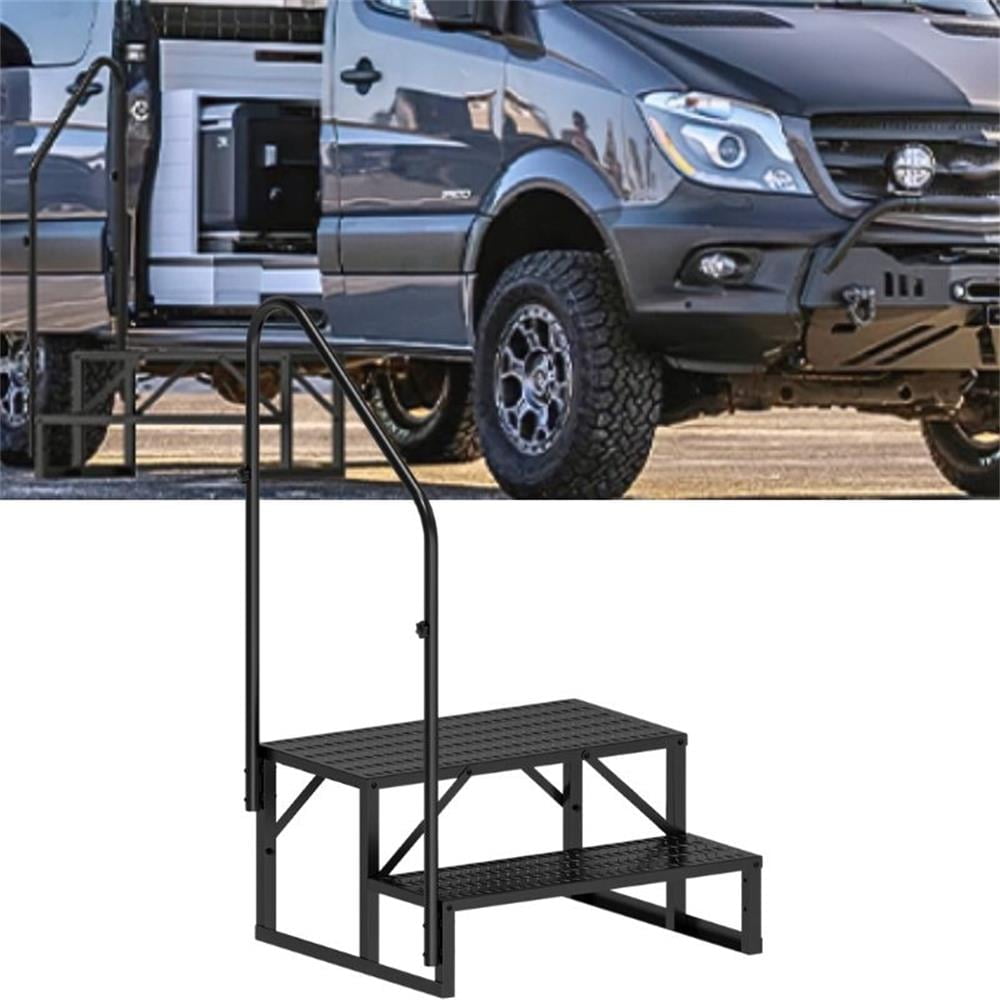 Nilight 2-Step RV Stairs with Anti-Slip Handrail, Portable Motorhome ...