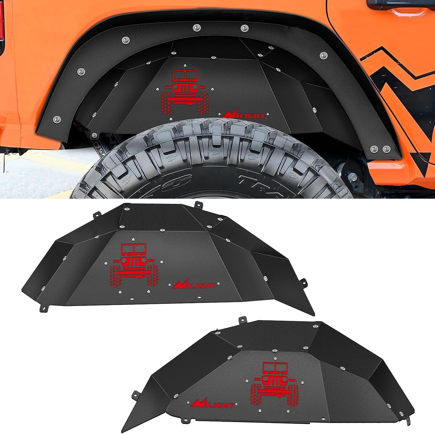 Nilight Rear Inner Fender Liners Steel Wheel Cover Fit for 2018-2024 ...