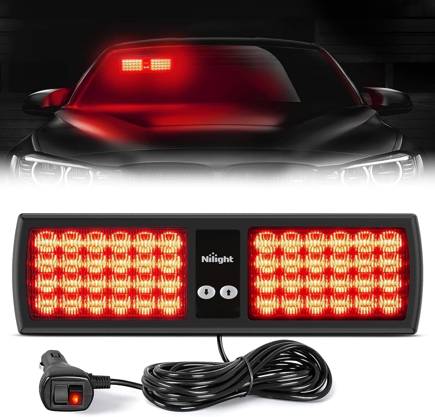 Nilight Red 48Led Visor Strobe Lights Interior Windshield Emergency ...