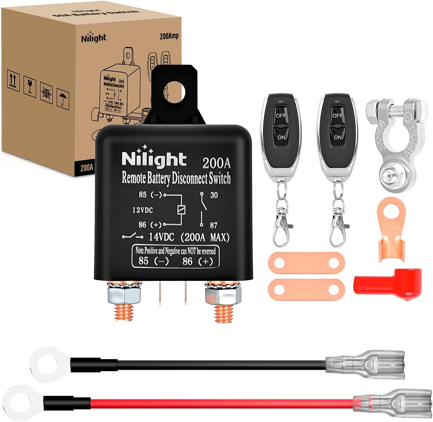 Nilight Remote Battery Disconnect Switch 12V 200A Car Anti-Theft Kill ...