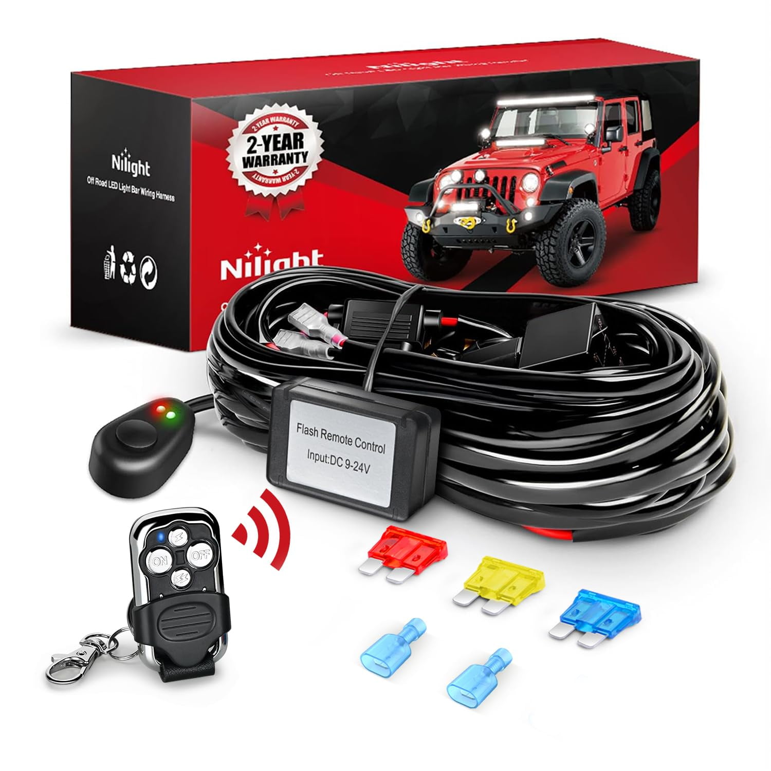 Nilight Remote Wiring Harness for Led Light Bar Wireless Strobe Flash ...