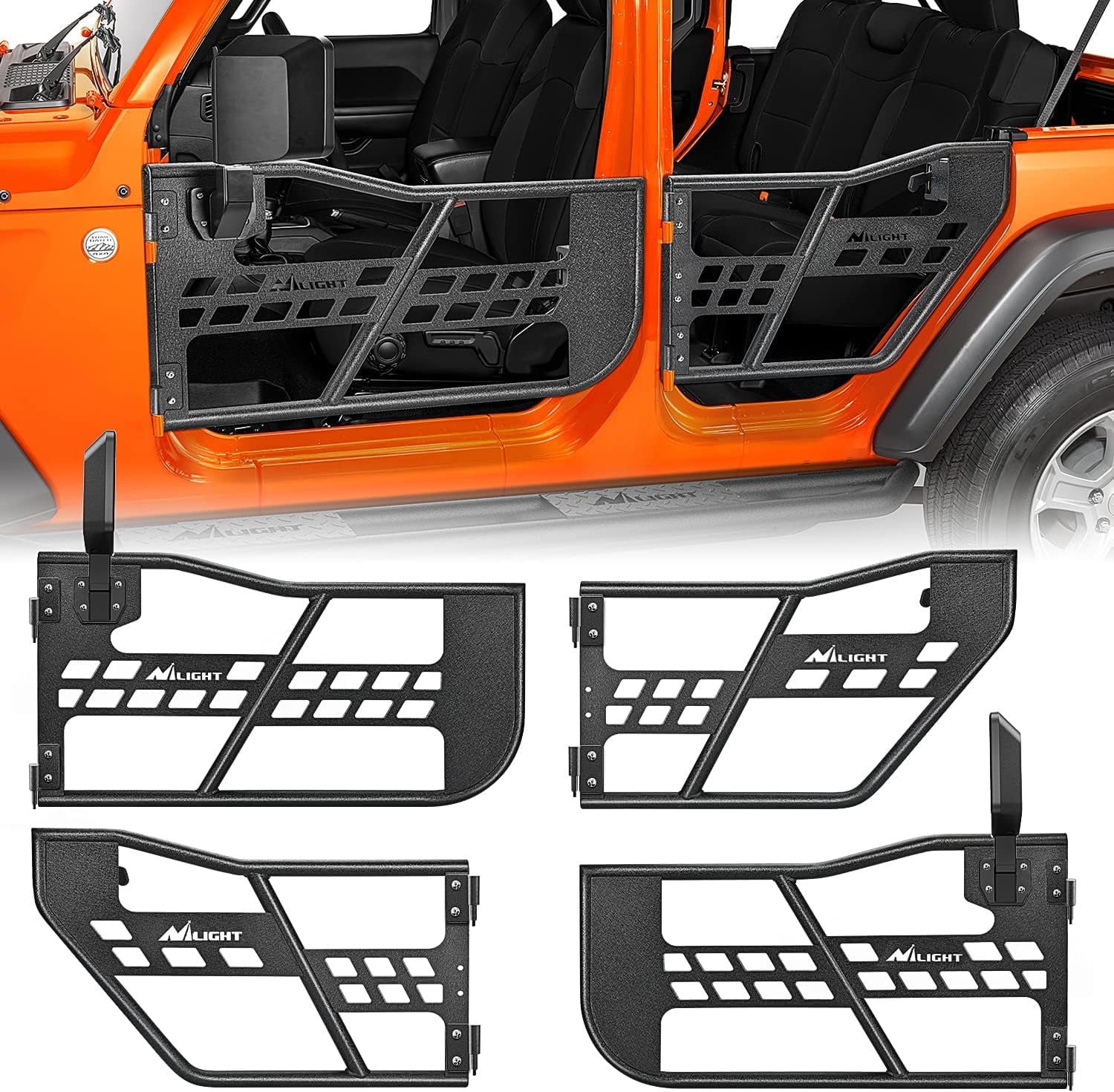 Nilight Off Road Front Rear Tubular Doors with Side View Mirrors ...