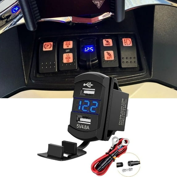 Dual USB Car Charger Port Rocker Switch Style, 12V Waterproof USB ...