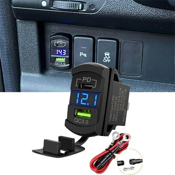 12V-24V Usb C Fast Car Charger 3Port Pd & Qc3.0 Outlet Socket For Boat ...