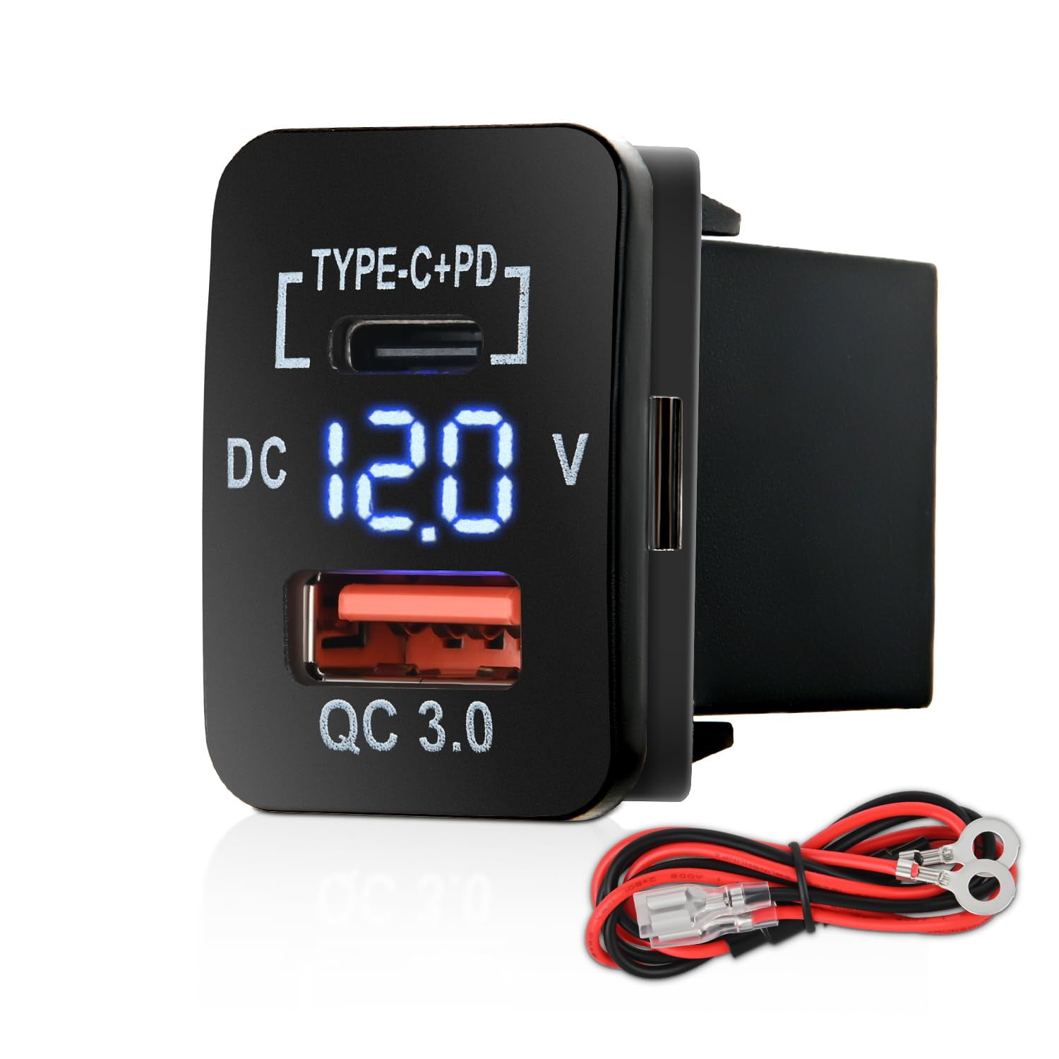Nilight Rocker Switch Style USB Charger LED Voltmeter Quick Charge 12V ...