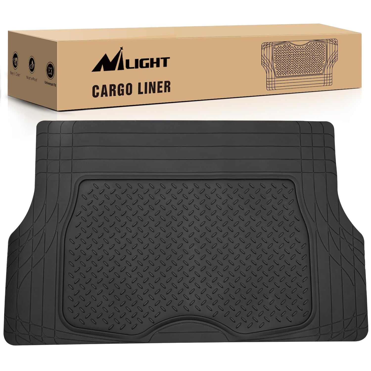 Nilight Rubber Cargo Mats KEF16 for Cars Trucks SUVs, Universal Trim to ...