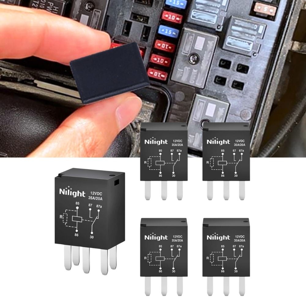 Nilight SPST Multi Purpose Relay 12V 5 Prong Fuel Pump Relay 5Pack 35A/20A Ultra Micro ISO ...