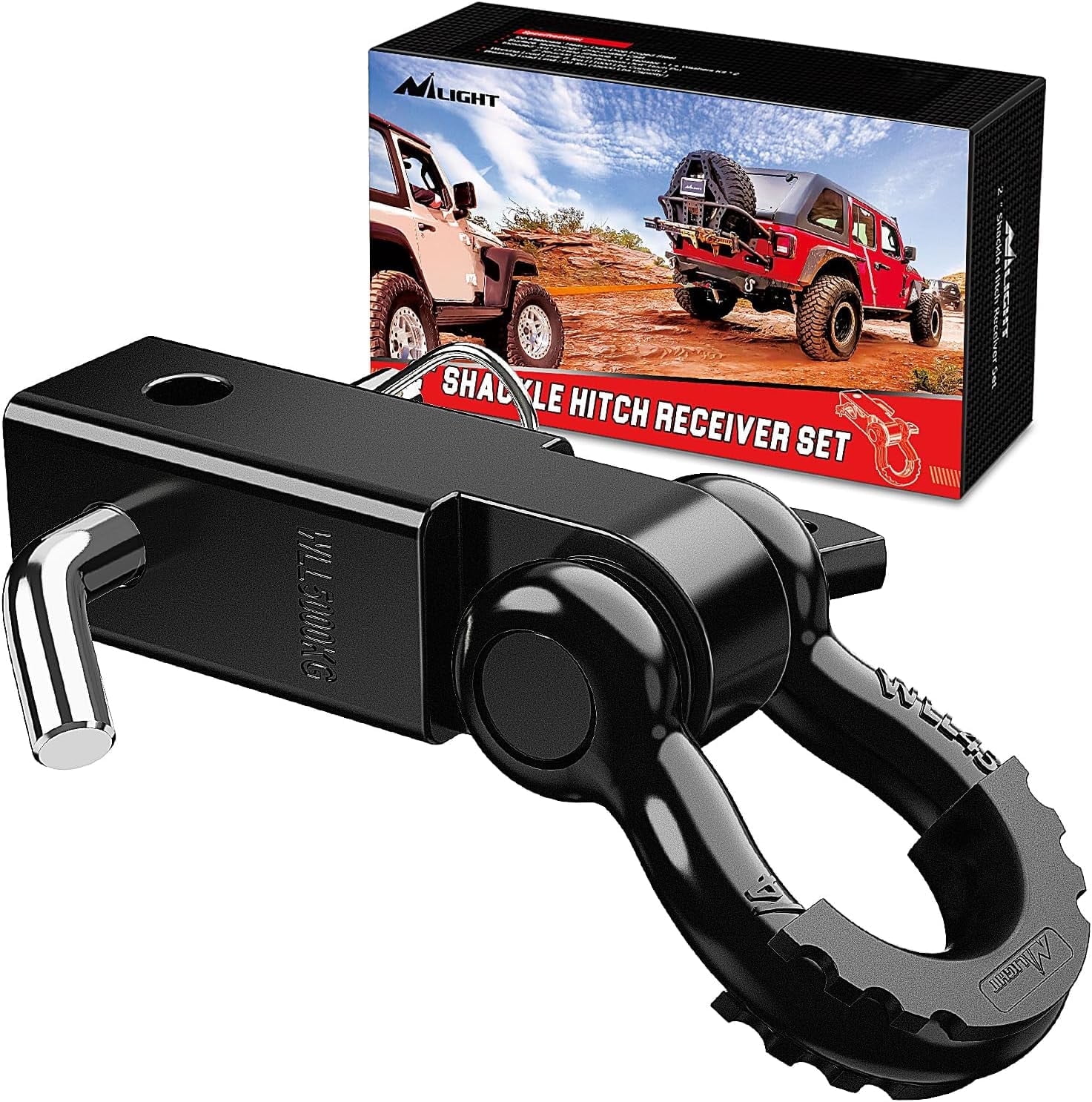Nilight Shackle Hitch Receiver 2Inch 45000 LBs Breaking Strength 3/4" D ...